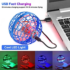 Galaxy Ball 2024 Flying Orb Ball: Cosmic Globe Boomerang Ball with Led Lights, Hover Ball, Flying Spinner, Hand Drone for Kids, Girls, Boy Toys Age 6 7 8 9 10 11 12 Kids Cool, Blue