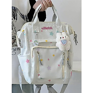 irLocy Star Backpack Y2K Backpack College Backpack Cute Preppy Backpack Aesthetic Backpack Y2K Accessories (beige)