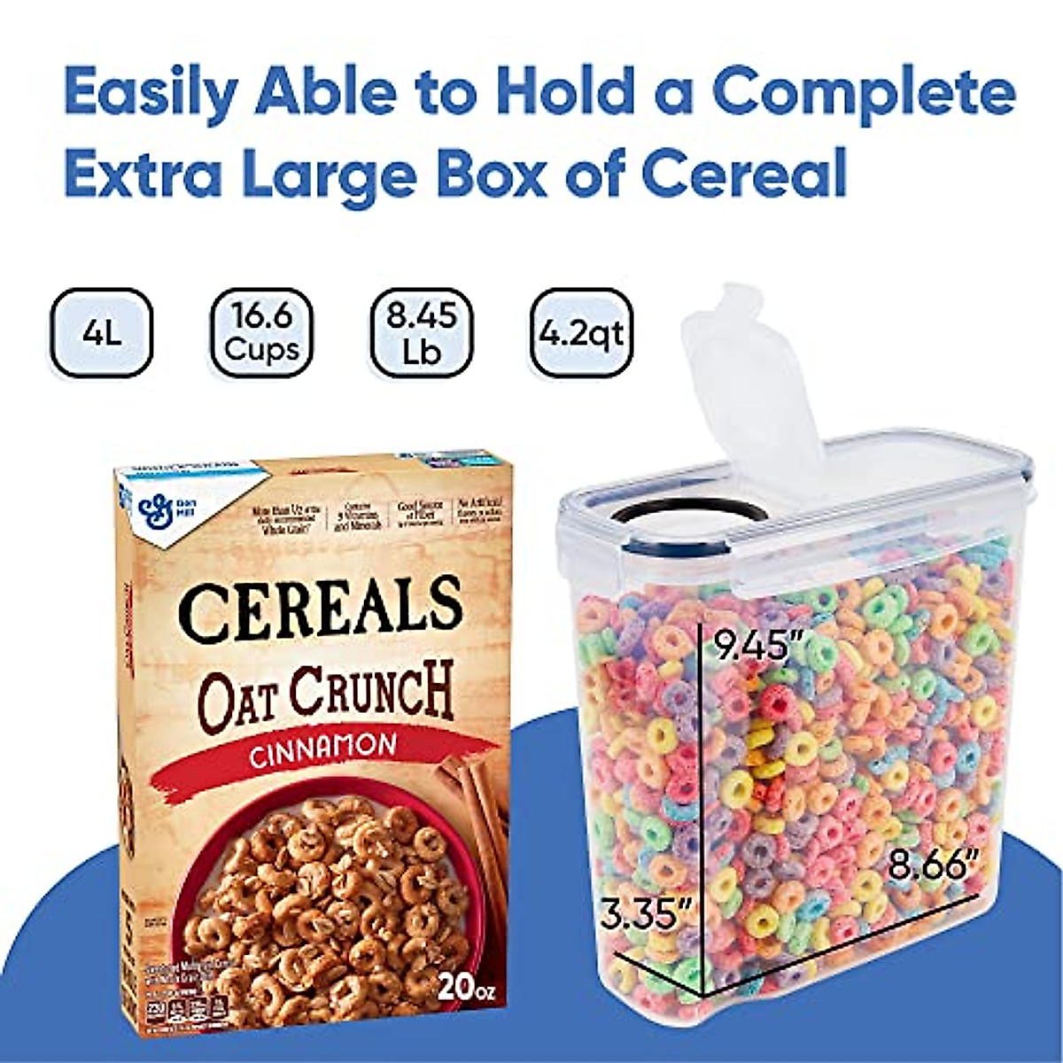Cereal Containers Storage Set Large (4L,135.2 Oz), Airtight Food Storage Containers for Kitchen & Pantry Organization, Cereal Storage Container Set for Crunchiness, BPA Free Dispenser Keepers