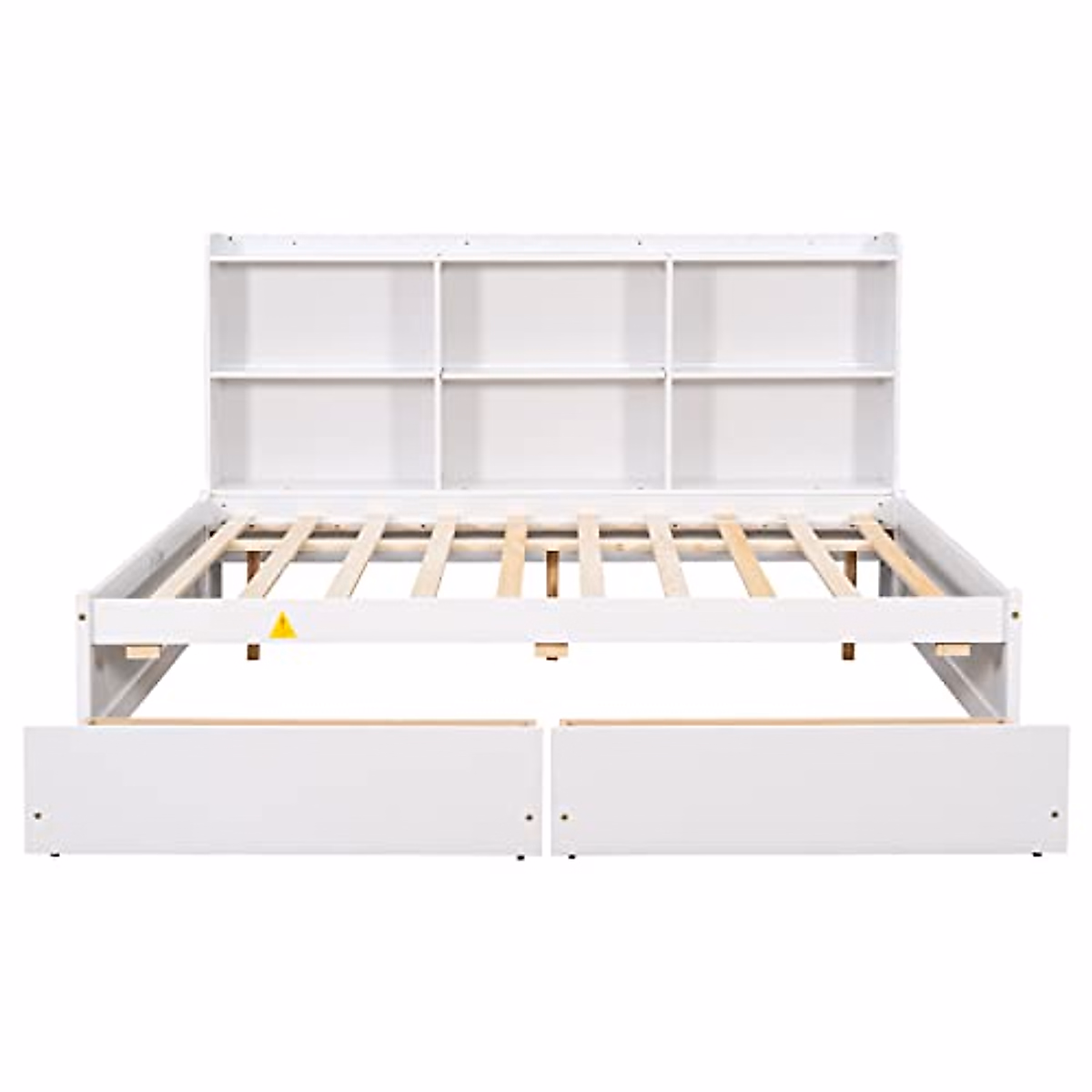 Harper & Bright Designs Full Bed with Storage Drawers and Side Bookcase, Solid Wood Platform Frame, Full Size Daybed Sofa for Bedroom Living Room (Full Size, White) White(side Bookcase)