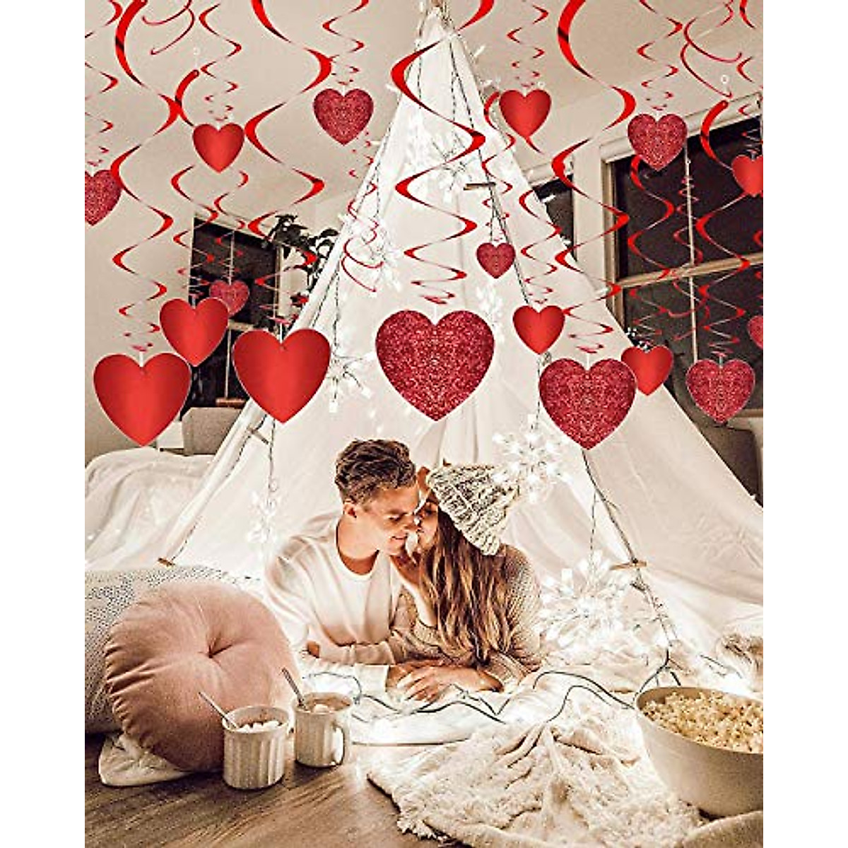 Valentine Decorations Hanging Swirls Valentines Day Decorations Wedding Anniversary Decorations Pack of 30 Hanging Heart Swirls Valentines Decorations Valentines Day Decor Valentines Day Hanging Decor