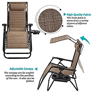 Flamaker Zero Gravity Chair with Canopy Outdoor Lounge Chair Folding Patio Recliners Adjustable Lawn Lounge Chair with Pillow for Poolside, Yard and Camping (Yellow)