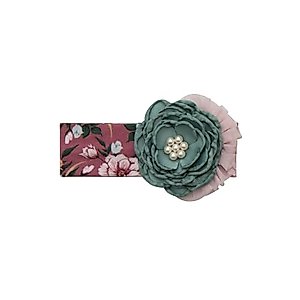 Haute Baby Sugar Plum Handmade Stretch Elastic Headband Infant Baby and Bows Size 0-3 Months - Mauve