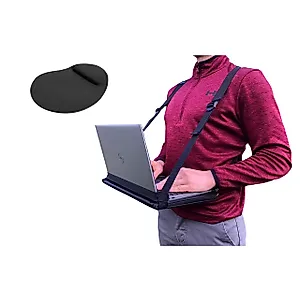 ALPHABET WONDERS Laptop Harness - Hands Free Portable Wareable Desk for Laptop 14" Tablet, Notepad, MacBook - Adjustable Straps Standing Laptop Carrier - Includes Memory Foam Mouse Pad