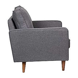 Flash Furniture Hudson Mid-Century Modern Commercial Grade Armchair with Tufted Faux Linen Upholstery & Solid Wood Legs, Set of 1, Dark Gray