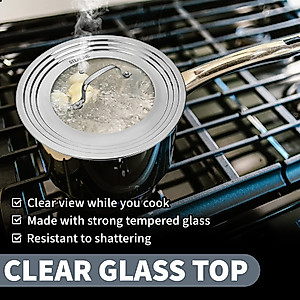 Sterline Small Universal Lid,Fits 5,8 Inch Cookware,Tempered Glass Top with Steam Vent for Pots, Pan, and Cast Iron Skillets,Stainless Steel Replacement Pot Lid for Kitchen Organizing, Space Saving