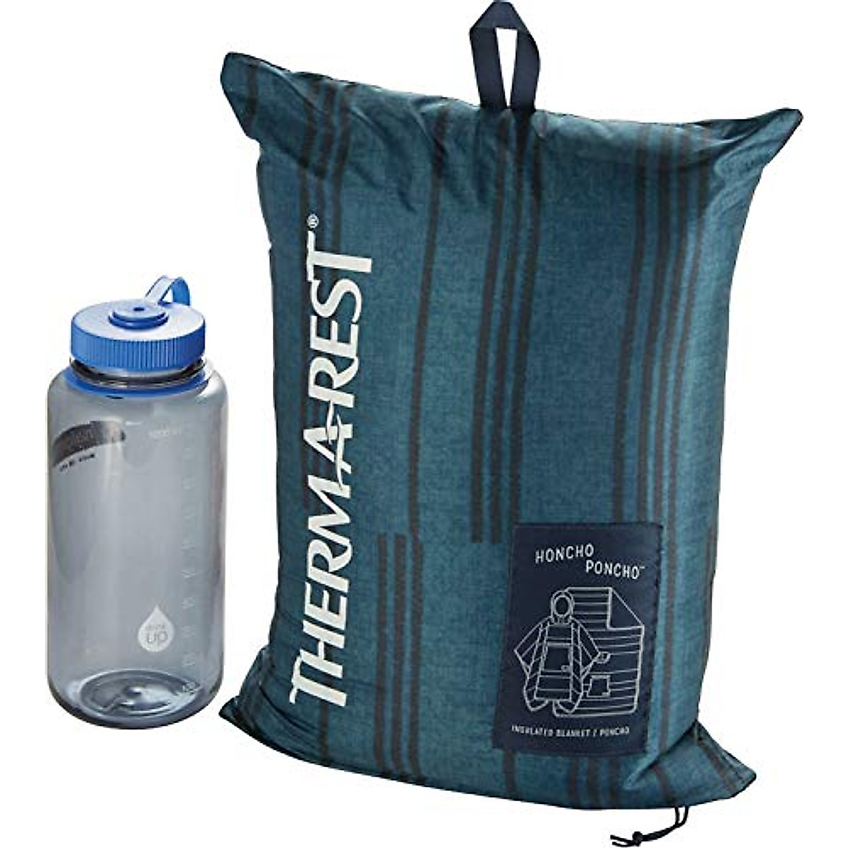 Therm-a-Rest Honcho Poncho Wearable Hoodie Blanket, Blue Print
