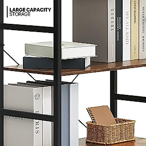 MoNiBloom 6-Tier Bookcase, Tall Bookshelf with Metal Frame Industrial Style Display Shelves for Home Living Room Office, Rustic Brown