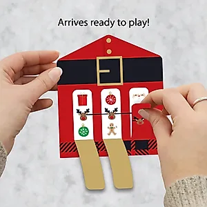 Big Dot of Happiness Jolly Santa Claus - Christmas Party Game Pickle Cards - Pull Tabs 3-in-a-Row - Set of 12