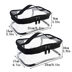 Wobe 2 Pack Portable Clear Makeup Bag Zipper Waterproof Cosmetics Bag Transparent Travel Storage Carry Pouch PVC Zippered Toiletry Bag Organizers With Handle for Vacation Travel, Bathroom