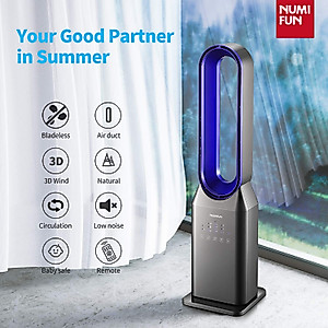 NUMIFUN Bladeless Tower Fan 36 Inches Portable Electric Standing Floor Fan Air Circulator with Oscillating and Remote Control for Indoor Home Large Room Bedroom Office Use