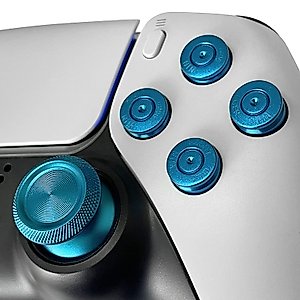 E-MODS GAMING Metal Thumbsticks D-pads ABXY Buttons Repair Kits for PS5 Controller - Replacement Aluminum Action buttons & Analog Joystick & Directional Pads for PlayStation 5 Controller (Blue)
