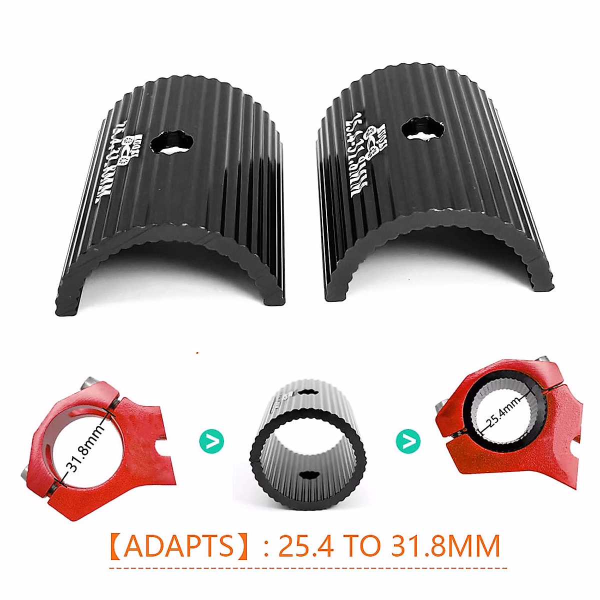 Saipe 1Pair Bike Handlebar Shim Bicycle Handlebar Stem Shim Handle Bar Adapter Reducer Aluminum Alloy Clamp Spacer Conversion Shims 25.4 to 31.8 MM Cycling Parts Components