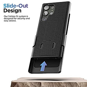 Encased DuraClip Designed for Samsung Galaxy S23 Ultra Belt Clip Case, Slim Phone Case with Holster (Black)