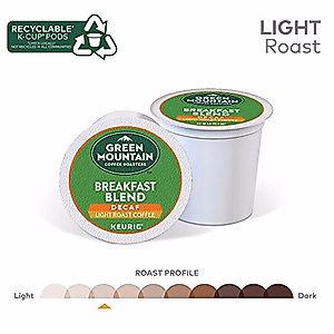 Green Mountain Coffee Roasters Breakfast Blend Decaf, Single-Serve Keurig K-Cup Pods, Light Roast Coffee Pods, 24 Count (Pack of 4)