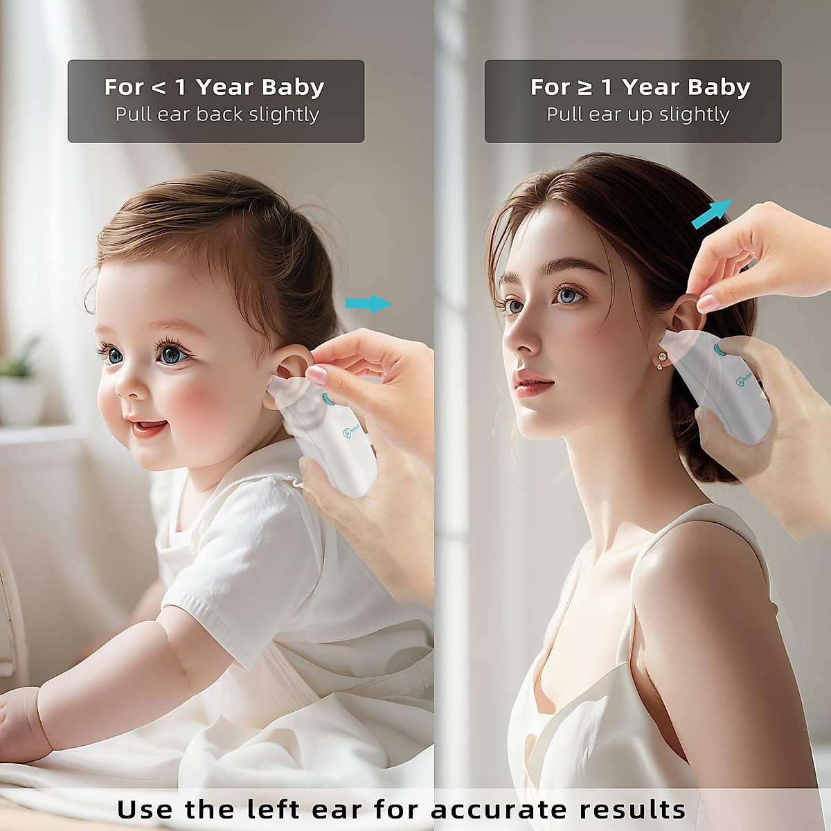 Ear Thermometer for Adults and Kids, Digital Thermometer with Fever Alarm and Instant Accuracy Readings, Infrared Thermometer Gun for Infants, Baby Thermometer, Fast, Reliable