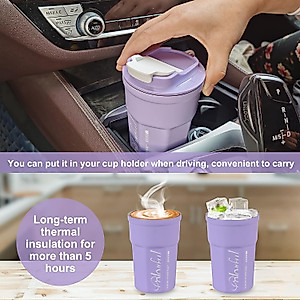 IRNATO Cute Women's 12 oz Coffee Mug, Double Wall Stainless Steel Coffee Mug, Reusable, Leakproof Travel Mug with Lid and Handle, Great Gift for Women and Girls…