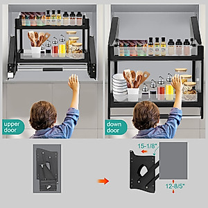 Ebusin 24 Inch Pull Down Cabinet Organizer - 2 Tier Kitchen Cabinet Pull Down Shelf for Space-Saving Convenience. Ideal Spice Rack Organizer for Kitchen Cabinets.