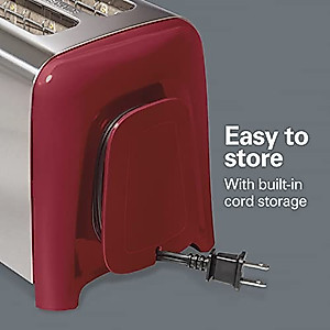 Hamilton Beach 2 Slice Toaster with Extra Wide Slots, Shade Selector, Auto-Shutoff, Cancel Button and Toast Boost, Red