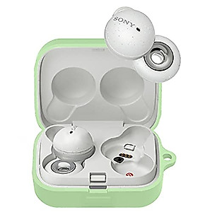 2 Pack DAYJOY Soft Silicone Protective Case Cover Compatible with Sony LinkBuds WF-L900 Earphone, Protective Skin Sleeve with Key Chain (Light Blue+Light Green)