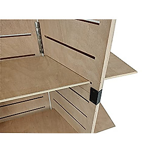 FixtureDisplays® 48.0" x 59.5" x 14.5" Wooden Retail Shelving Unit w/ 3 Shelves, Folding Panels - Pine Wood 19404NEW-NPF