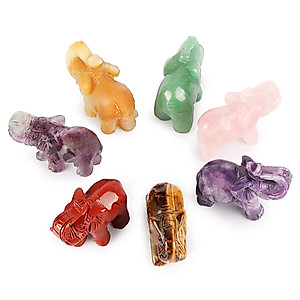 Artistone 2 Inch Yellow Tiger Eye Crystal Elephant Hand Carved Natural Stone Processed Crystal Gem Elephant Statue Animal Collectibles Home Decor Desk Accessories with Gift Box