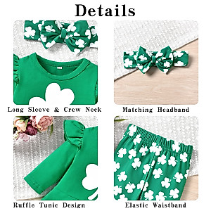 Aalizzwell 3-6 Months Baby Girl St. Patrick’s Day Clothes Infant Girls First Saint Patrick’s Day Outfit My Tunic Clothing Set Shamrock Green Clover