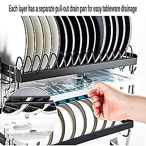 FEHUN Sinks,3-Layer Kitchen Shelf 415 * 26 * 545Cm,Wall-Mounted Stainless Steel Drain Rack Dish Rack with Holder,Chopsticks Cage