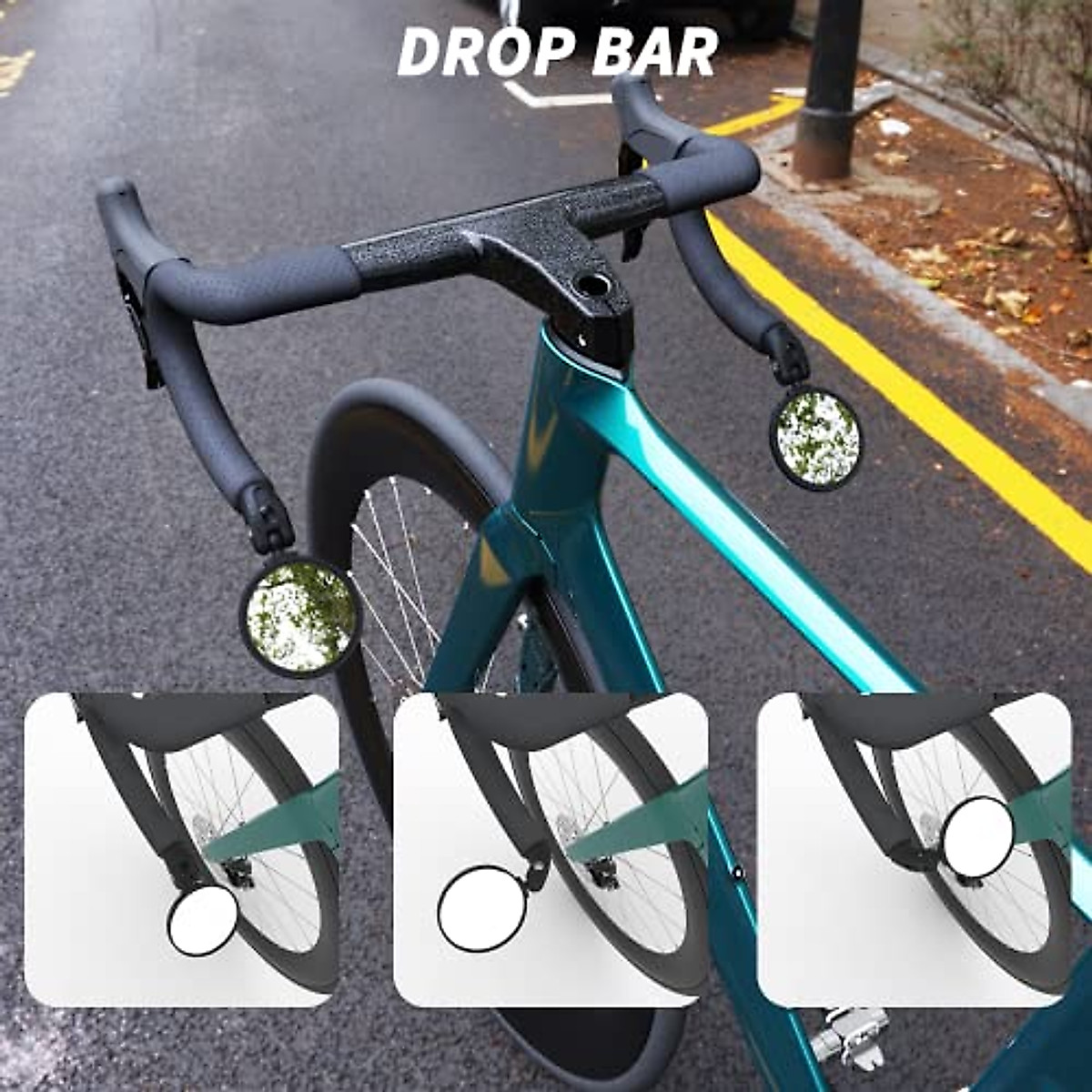 BriskMore Bike Handlebar Mirror,HD Glass Convex Lens Bicycle Rearview Mirror,2PCS Cycling Rear View Mirror, Adjustable Handlebar Wider View Bicycle Mirror for Scooter Road Mountain Bikes