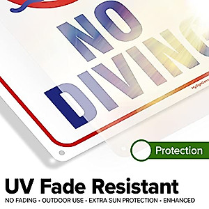 Attention No Diving Sign, 10" x 14" 0.40 Aluminum, Fade Resistance, Indoor/Outdoor Use, USA MADE By My Sign Center