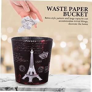 BUGUUYO Vintage Style 13 Gallon Faux Leather Trash Can with Lid for Home, Office, Kitchen