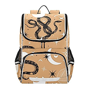 AIXIWAWA School Backpack (Alchemy Snake), Large Capacity Causal Daypack with Bottle Pockets Reflective Strips for Boys Girls Adults 12.2 x 7.87 x 16.14 inches