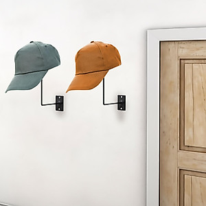 TiciKim Pack of 4 Metal Hat Holder Wall Mounted Cowboy Hat Rack Hat Hanger for Wall Display, Cowboy Hat Holder Organizer Multifunctional Organizer Display Rack for Cowboy Hat, Cap, Wigs (Black)