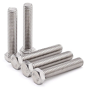 7/16-14 x 2-1/2" (8 pcs) Stainless Steel Hex Head Screws Bolts (3/8" to 6" Available), 18/8 Stainless Steel 304, Fully Threaded, Machine Coarse Thread, No Coating, Plain Finish