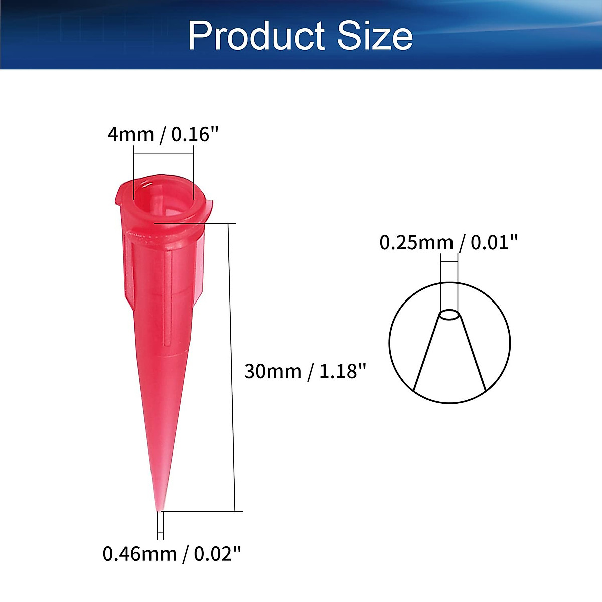 Auniwaig 120PCS Plastic Tapered Pinhead 25 Gauge TT Adhesive Dispensing Tip 1.6mm Tip ID Smoothflow Tapered Tips Dispensing Needle Tips Accessory Parts for Glue Epoxy Dispensing