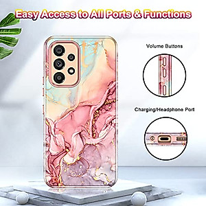 Btscase for Samsung Galaxy A53 5G Case, Marble Pattern 3 in 1 Heavy Duty Shockproof Full Body Rugged Hard PC+Soft Silicone Drop Protective Women Girl Cover for Samsung Galaxy A53 5G,Rose Gold