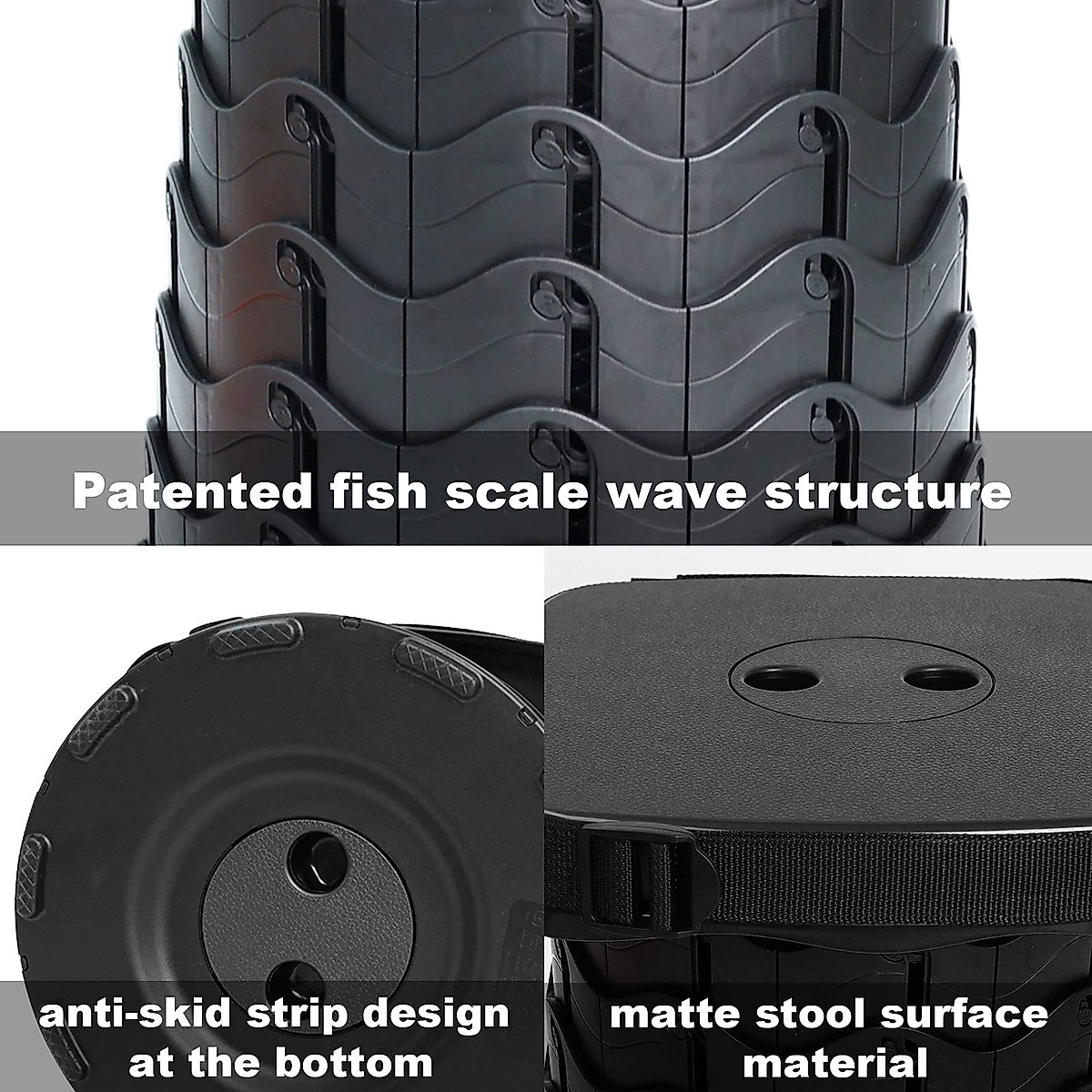 Deer's Life Portable Folding Stool, Upgrade Square Collapsible Stools for Adults Heavy Duty 485lbs Yet Small Lightweight Telescoping Retractable Camping Stools for Fishing Travel Outdoor Indoor