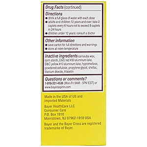 Bayer Extra Strength Caplets, Extra Strength Back & Body Pain Aspirin, 50 ct