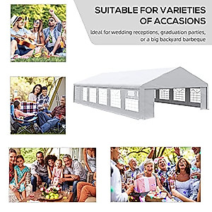 Outsunny 23' x 39' Party Tent & Carport, Large Outdoor Canopy Tent with Removable Sidewalls, 2 Doors and Windows, White Tents for Parties, Wedding, Events, BBQ Grill