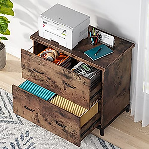 Tribesigns 2-Drawer File Cabinet, Wood Lateral Filing Cabinet, Home Office File Cabinet for A4, Letter Size, Rustic Brown