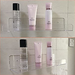 Ashwath 4 Pack Clear Acrylic Floating Shelves, 15" Invisible Floating Wall Ledge, Bookshelf, Wall Shelves for Collectables, Makeup, Spice, Display Organizer for Bathroom, Kitchen, Bedroom