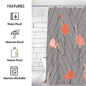 bisibuy Tropical Animal Flamingo Shower Curtain Fabric Bath Curtain Set with Hooks Decorative Bathroom Curtains Machine Washable 72Wx72H Inches