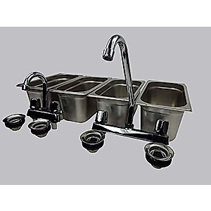 4 Compartment Concession Sink Portable 4 Traps HandWashing Food Truck Trailer