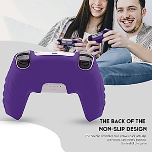 PS5 Controller Skin Anti-Sweat, Anti-Slip,and Dustproof PS5 Silicone Controller Case PS5 Controller Accessories for PlayStation 5 Controller Skin(Purple)