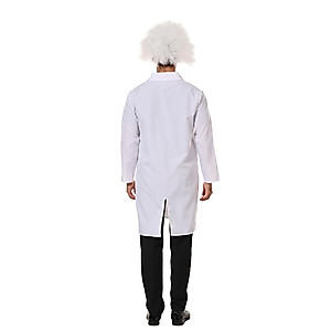 EraSpooky Men Mad Scientist Costume Adult Lab Coat with Wig