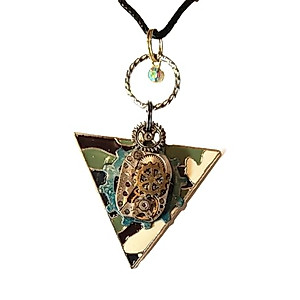 Geared triangle Steampunk Necklace gothic vintage style