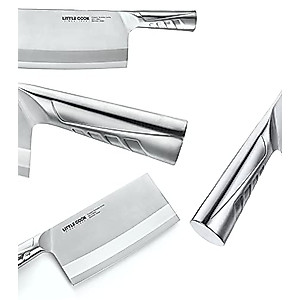 Meat cleaver, Little Cook 8 inch cleaver knife, Stainless steel butcher knife, Vegetable knife for Home Kitchen and Restaurant