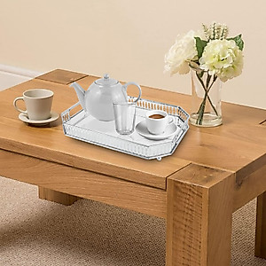 Decorative Tray, Mirror Tray for Perfume Organizer, Makeup Tray with Metal Handle for Bathroom,Countertop,Bedroom, 9.8"x13.7"x1.5"