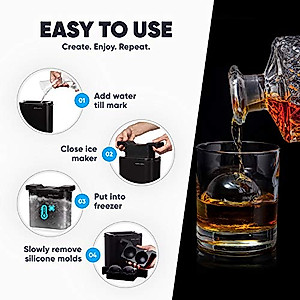 Premium Berlinzo Clear Ice Ball Maker - Whiskey Ice Ball Maker Mold Large 2.4 Inch - Crystal Clear Ice Maker Sphere - Clear Ice Cube Maker with Storage Bag - Clear Ice Mold for Ball Ice Maker