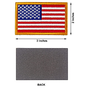 Tactical Patches of USA US American Flag, with Hook and Loop for Backpacks Caps Hats Jackets Pants, Military Army Uniform Emblems, Size 3x2 Inches